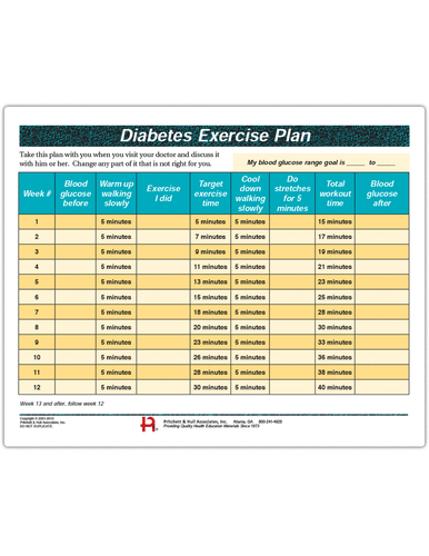 Diabetes Exercise Plan Tearpad (50 sheets per pad) - Pritchett and Hull